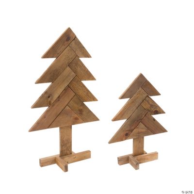 Rustic Wood Pine Tree (Set Of 2) 27"H, 39"H Wood | Oriental Trading