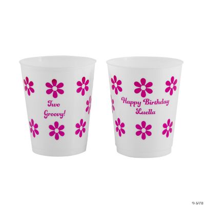 16 oz. Bulk 50 Ct. Personalized Double-Sided Groovy White Reusable ...