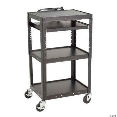 Norwood Commercial Furniture Heavy-Duty Adjustable-Height Metal AV Cart ...
