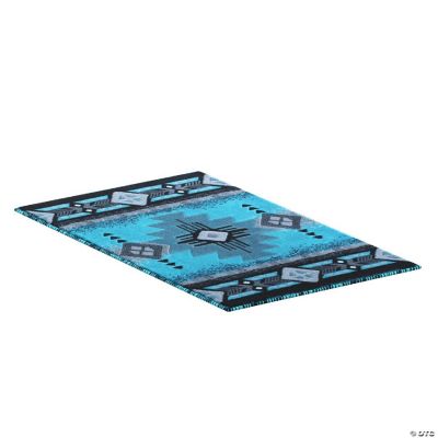 Emma + Oliver Santa Fe Patterned Turquoise Area Rug - 3x5 Rectangle ...