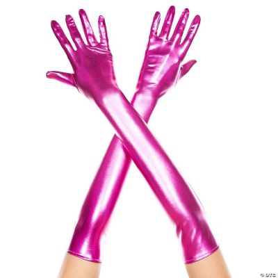Extra Long Metallic Gloves, Fuchsia