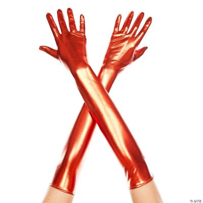 Extra Long Metallic Gloves, Red | Oriental Trading