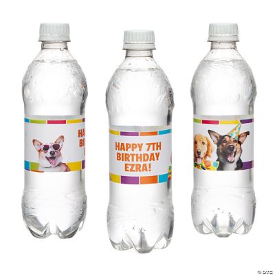 9" x 2" Bulk 50 Pc. Personalized Birthday Puppies Water Bottle Labels ...