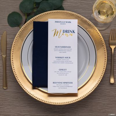 3 3/4" x 10" Personalized Reception Bar Drink Menu Cards - 13 Pc ...