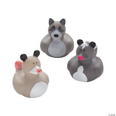 2" - 2 1/4" Garbage Critters Raccoon, Opossum & Skunk Rubber Ducks - 12 ...