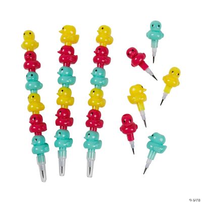 5 1/4" Lucky Duck Multicolor Plastic Stacking Point Pencils - 12 Pc ...