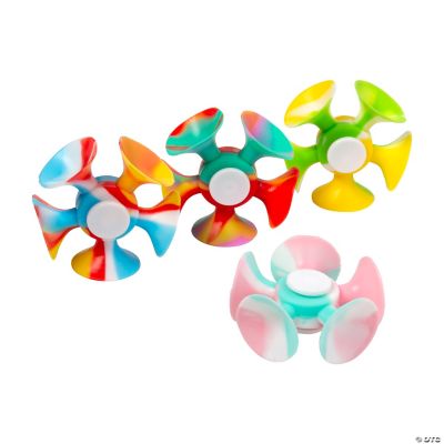 2 3/4" Marbleized Color Suction Cup Rubber Fidget Spinners - 12 Pc.