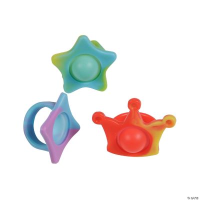 1 1/2" Multicolor Lotsa Pops Silicone Popping Fidget Ring Toys – 24 Pc.