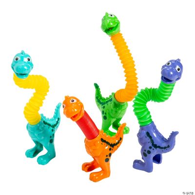 5" Bright Colors Dinosaur Neck Expanding Bendable Tube Toys - 12 Pc.