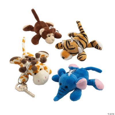 4 3/4" Mini Zoo Animal Stuffed Characters Keychain Assortment - 12 Pc ...