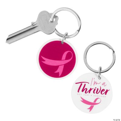 1 1/2" Breast Cancer Thriver Pink Ribbon Rubber Keychains – 12 Pc ...
