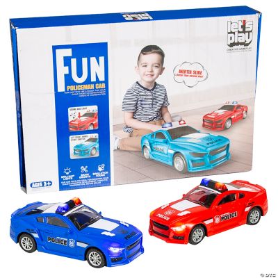 Light-Up Blue or Red Plastic Police Cars with Sound - 6 Pc. - Discontinued