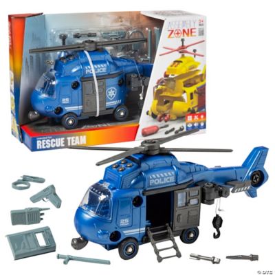 12 1/2" x 6" Light-Up Blue Police Rescue Team Plastic Helicopter with ...