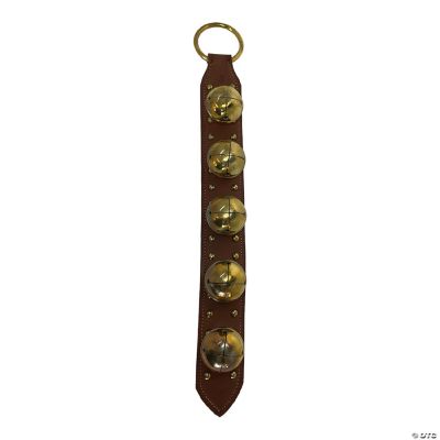 Taupe Five Solid Brass Bells Studded Natural Leather Sleigh Bell Door ...