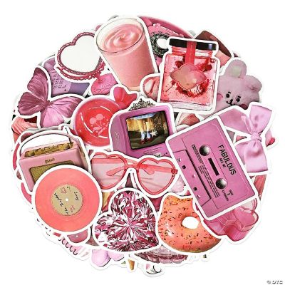 Wrapables Waterproof Vinyl Pink Party Stickers for Water Bottles ...