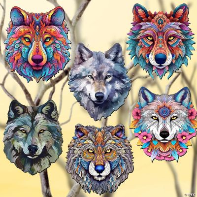 Enigmatic Wolves Wood Wooden Decorative Clip-On Ornaments Set Of 6 By G ...