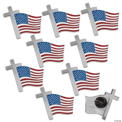 Bulk 144 Pc. Cross with Flag Pins | Oriental Trading