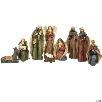 Distressed Brown Christmas Nativity 9 Piece Set New | Oriental Trading