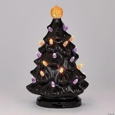 Roman LED Vintage Black Halloween Tree Figurine Battery Operated 9.7 Inch
