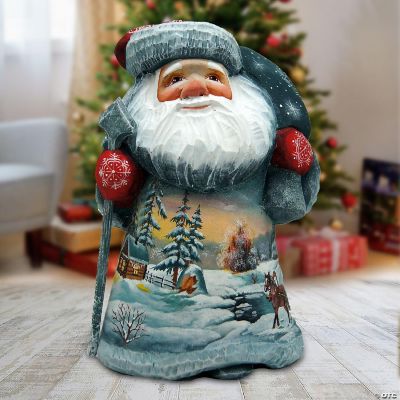 Designocracy Wood Handpainted Frosted Sleigh Ride Santa G.DeBrekht