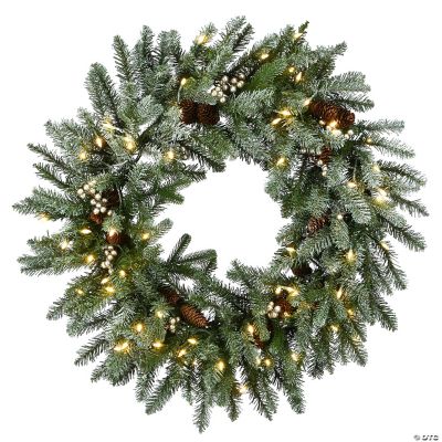 National Tree Company 30" Pre-Lit Artificial Christmas Wreath, Snowy ...