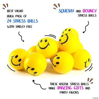24-Pack 2" Stress Smile Balls - Stress | Oriental Trading