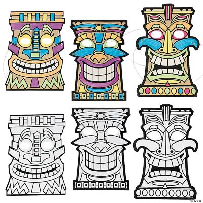 Bulk 48 Pc. Color Your Own Tiki Masks