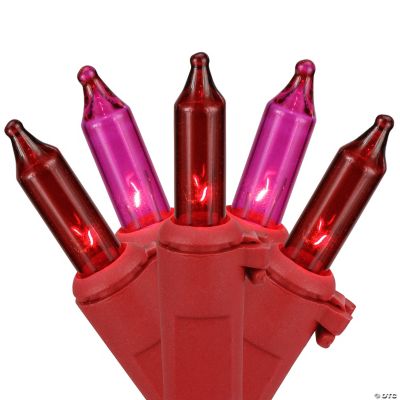 50-Count Red and Pink Mini Christmas Light Set 10ft Red Wire | Oriental ...