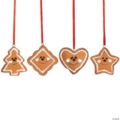 Set of 4 Smiling Gingerbread Heart Star Tree and Diamond Christmas ...