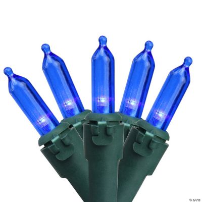 50-Count Blue Mini LED Christmas Lights 16.25ft Green Wire