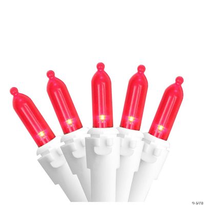 50 Red LED Mini Christmas Lights - 16.25 ft White Wire