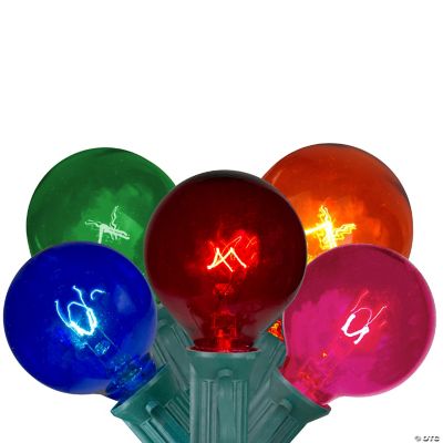 10 Multi-Color Transparent G40 Globe Christmas Lights - 9' Green Wire ...