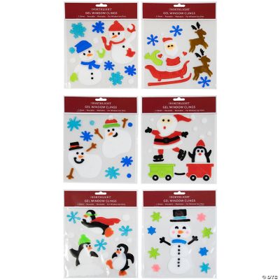 Set of 6 Double Sided Christmas Gel Window Clings | Oriental Trading
