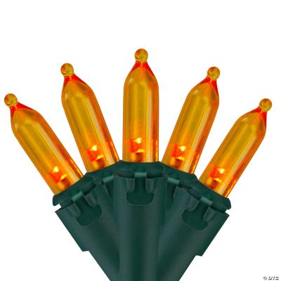 100 Orange LED Mini Christmas Lights - 33 ft Green Wire | Oriental Trading