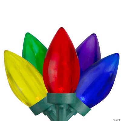 50 Count Multi-Color Transparent LED C9 Christmas Lights 17 ft Green ...