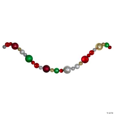 6' Traditional Colored Shatterproof Ball Artificial Christmas Garland ...