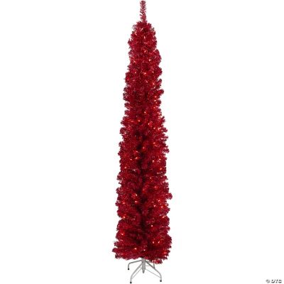 6' Pre-Lit Pencil Red Artificial Christmas Tree - Clear Lights
