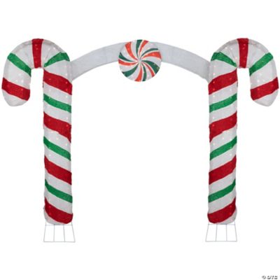 7' Lighted Double Candy Cane Archway Outdoor Christmas Decoration ...