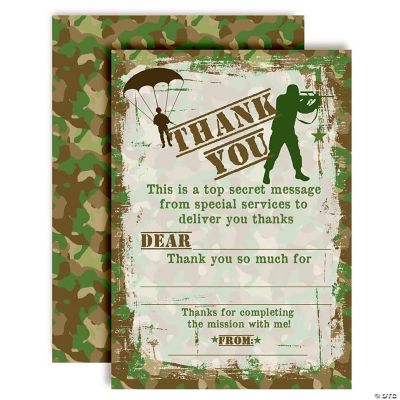 Top Secret Army Thank You 20pc. by AmandaCreation | Oriental Trading