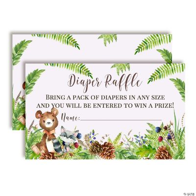 AmandaCreation Woodland Animal Diaper Raffle Baby Shower 20pc ...