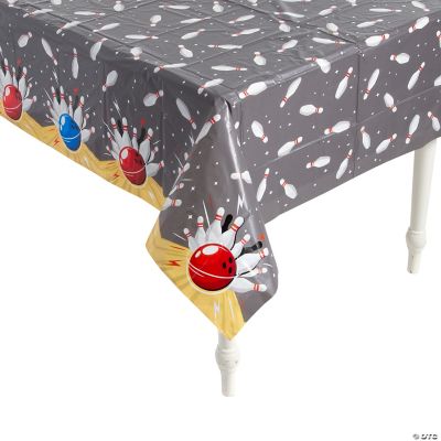 54" x 108" Bowling Party Bowling Ball & Pins Plastic Tablecloth ...