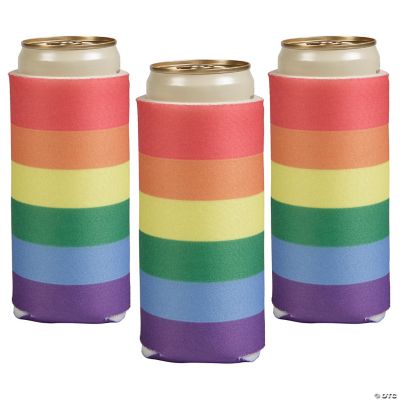 3 1/2" x 6 1/2" Pride Rainbow Party Slim Can Coolers - 12 Pc ...