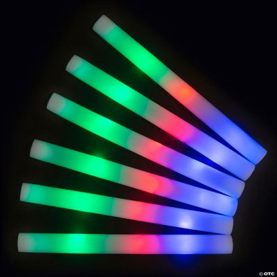 1 1/2" x 18 1/2" LED Multicolor 18-bulb Foam Glow Sticks - 12 Pc ...