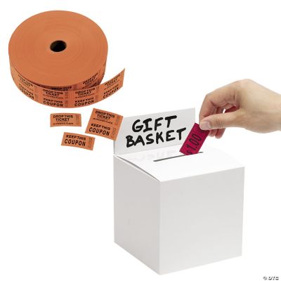 5" x 7" Raffle Boxes with Orange Double Coupon Roll Set - 15 Pc ...