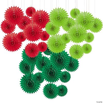 Holiday Hanging Tissue Paper Fans Kit - 36 Pc. | Oriental Trading