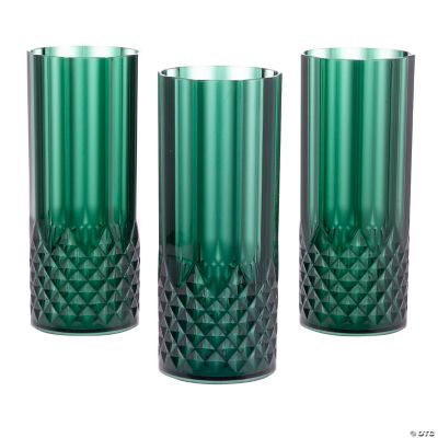 6" 14 oz. Green Patterned Reusable Plastic Water Cups - 12 Ct ...