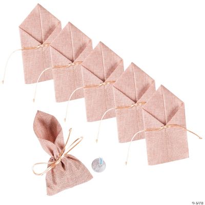 Bulk 48 Pc. Large Pink Burlap Drawstring Favor Bags | Oriental Trading