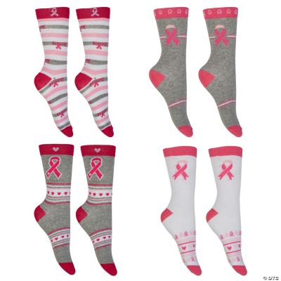 Gravity Threads Women's Breast Cancer Awareness Socks Pink Ribbon, 4 Pairs