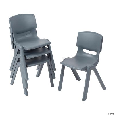 ECR4Kids 14in Plastic School Stack Chair, Children's Furniture, Grey, 4-Pack | Oriental Trading