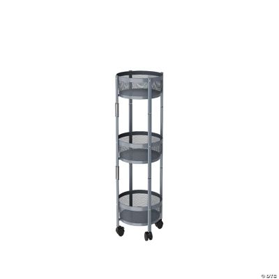 SimpliFurnished 3-TIER ROUND CART GRAY FOLDABLE | Oriental Trading